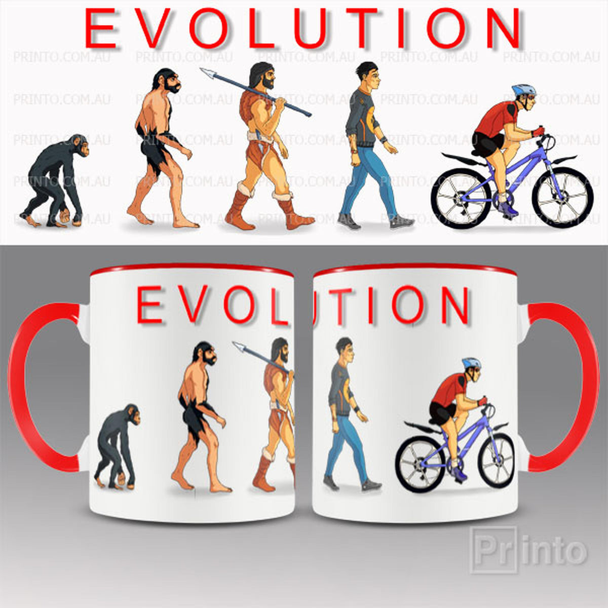 Novelty coffee mug - Evolution of cyclist – PRINTO