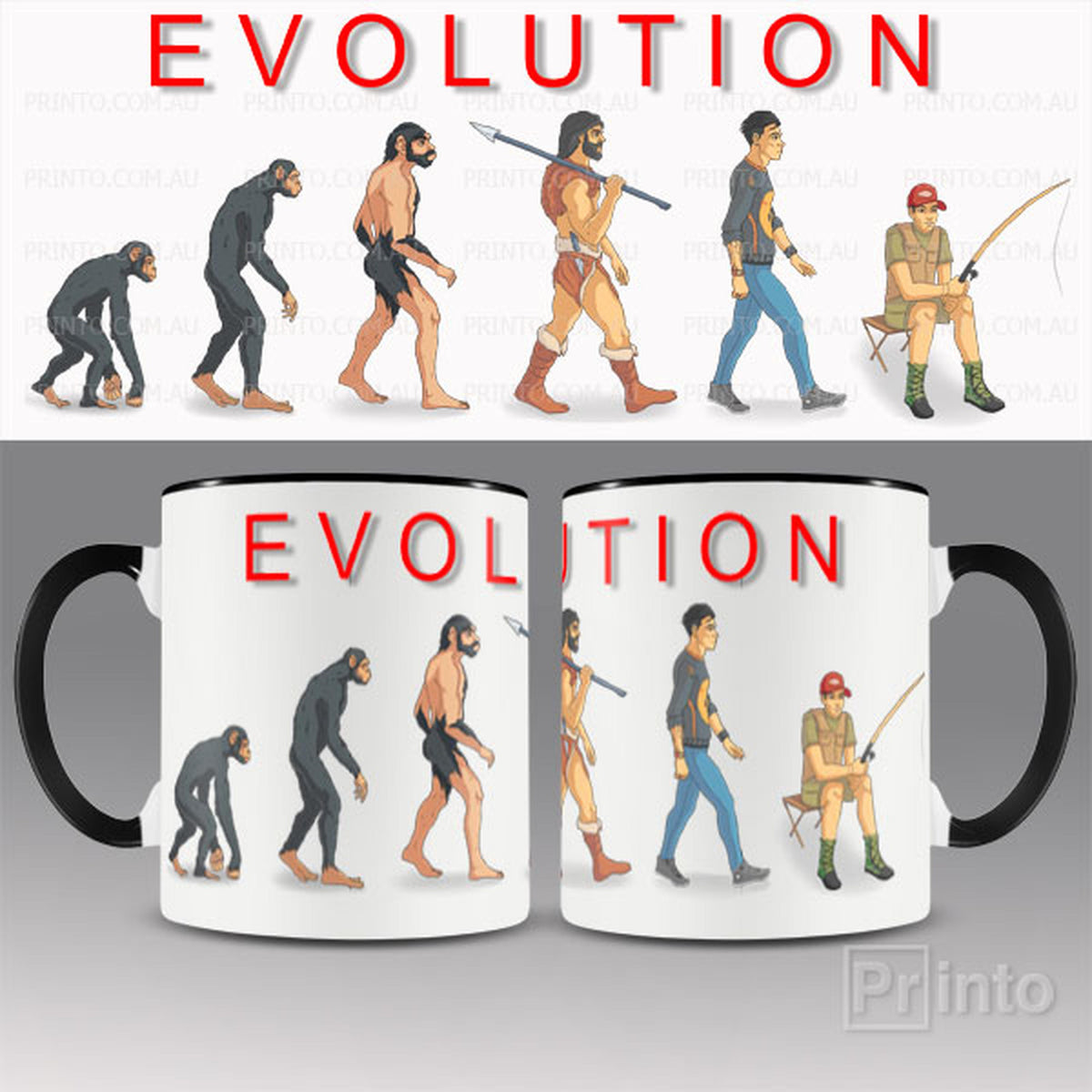 Funny mug - Evolution of Fishing – PRINTO
