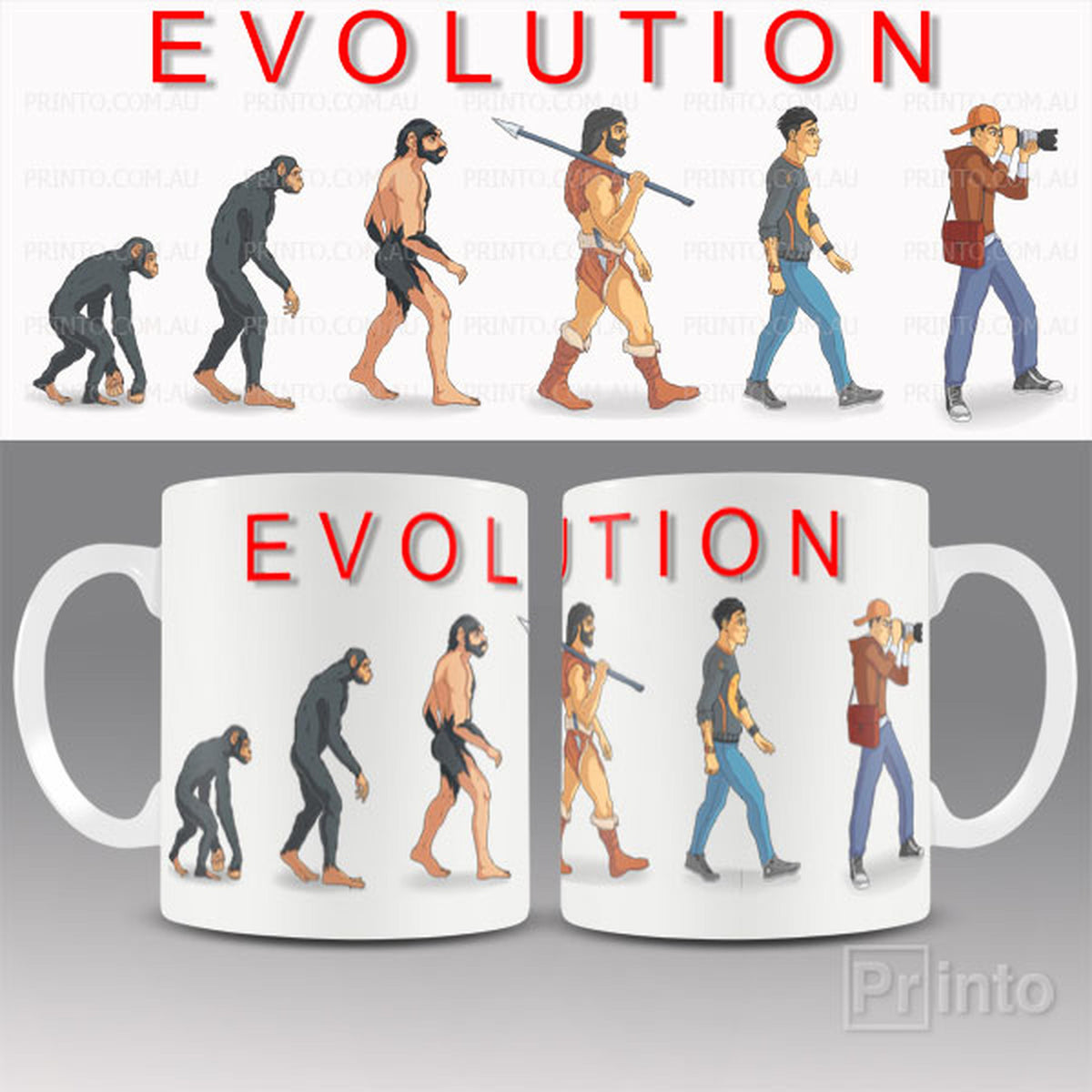 Funny novelty coffee mug - Evolution of Photographer – PRINTO